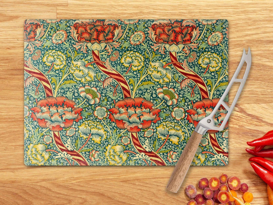 William Morris Wandle Cutting Board - Glass Serving Board - Hostess ...
