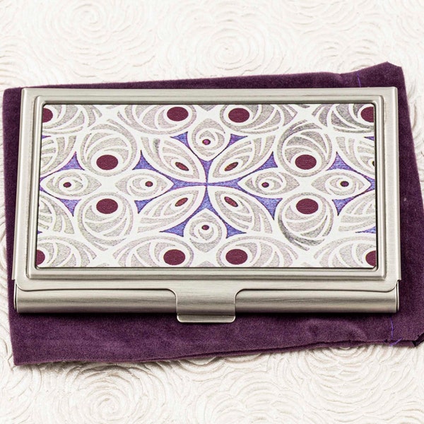 Purple Leather Business Card Case - Etsy