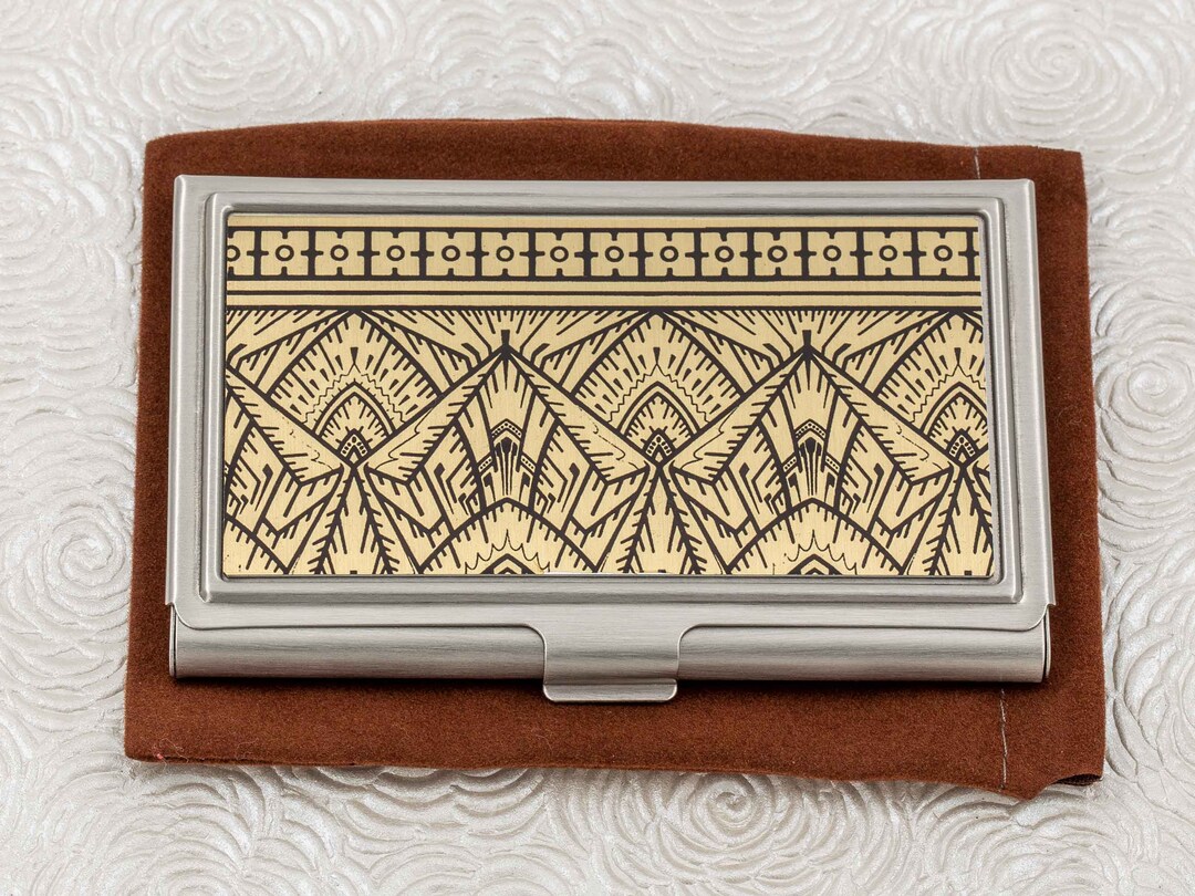 Empire Gold Business Card Holder - Art Deco Geometric Gold and Black ...