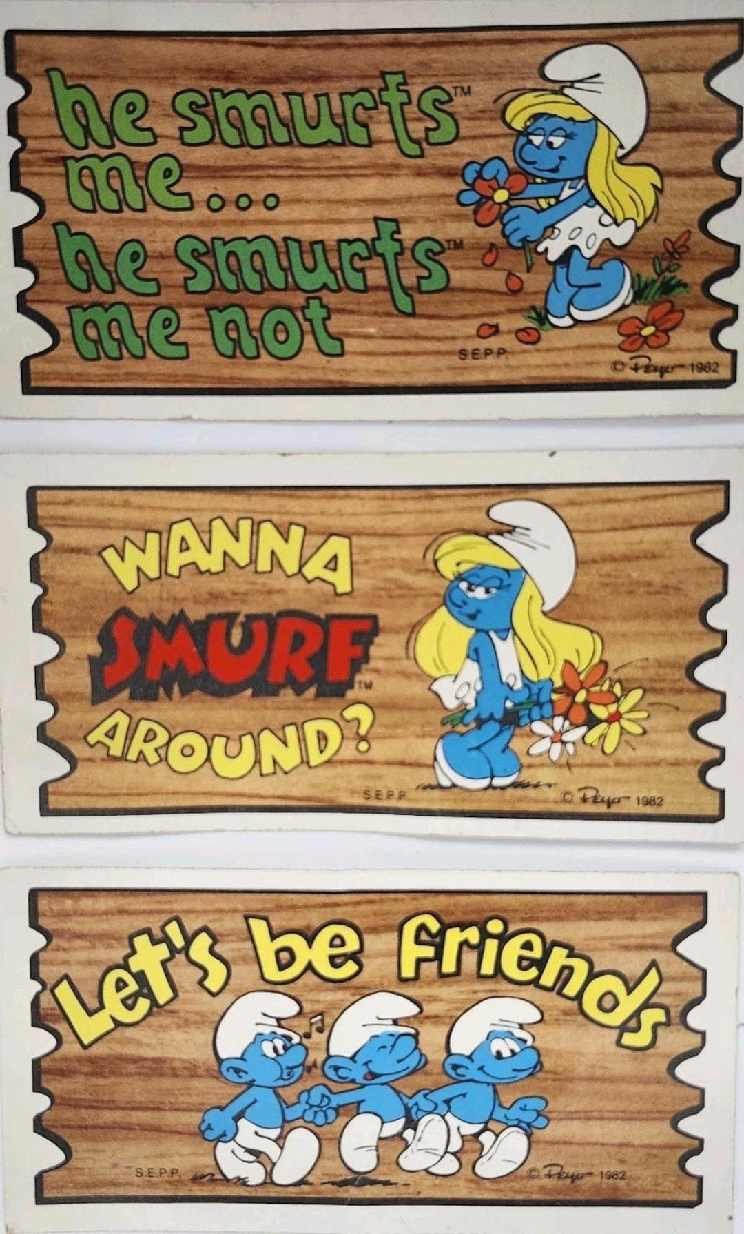 Vintage 1982 Smurfs Super Cards Lot of 3 Topps Gum Comic Cards ...