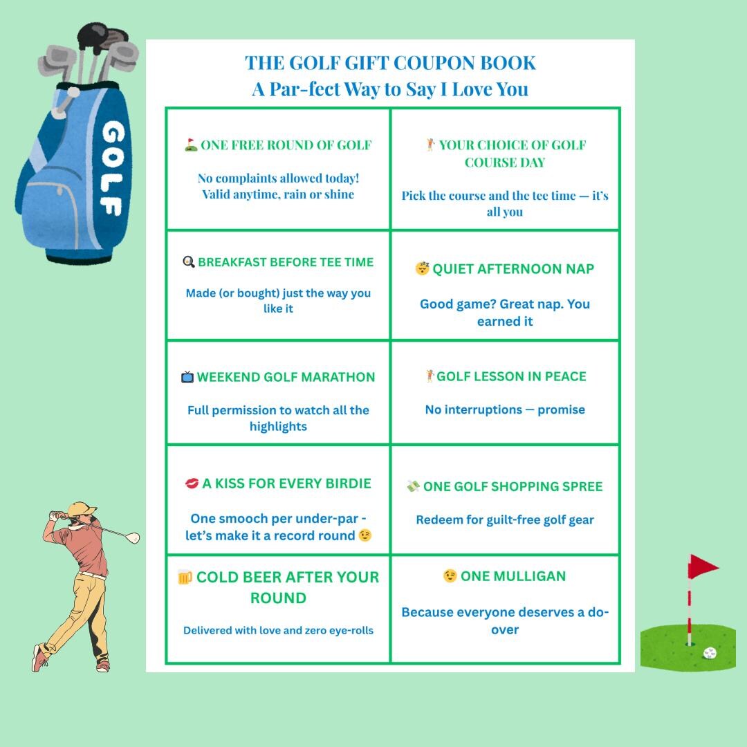 Funny Golf Gift Coupon Book: Printable Gift for Him (instant Download ...