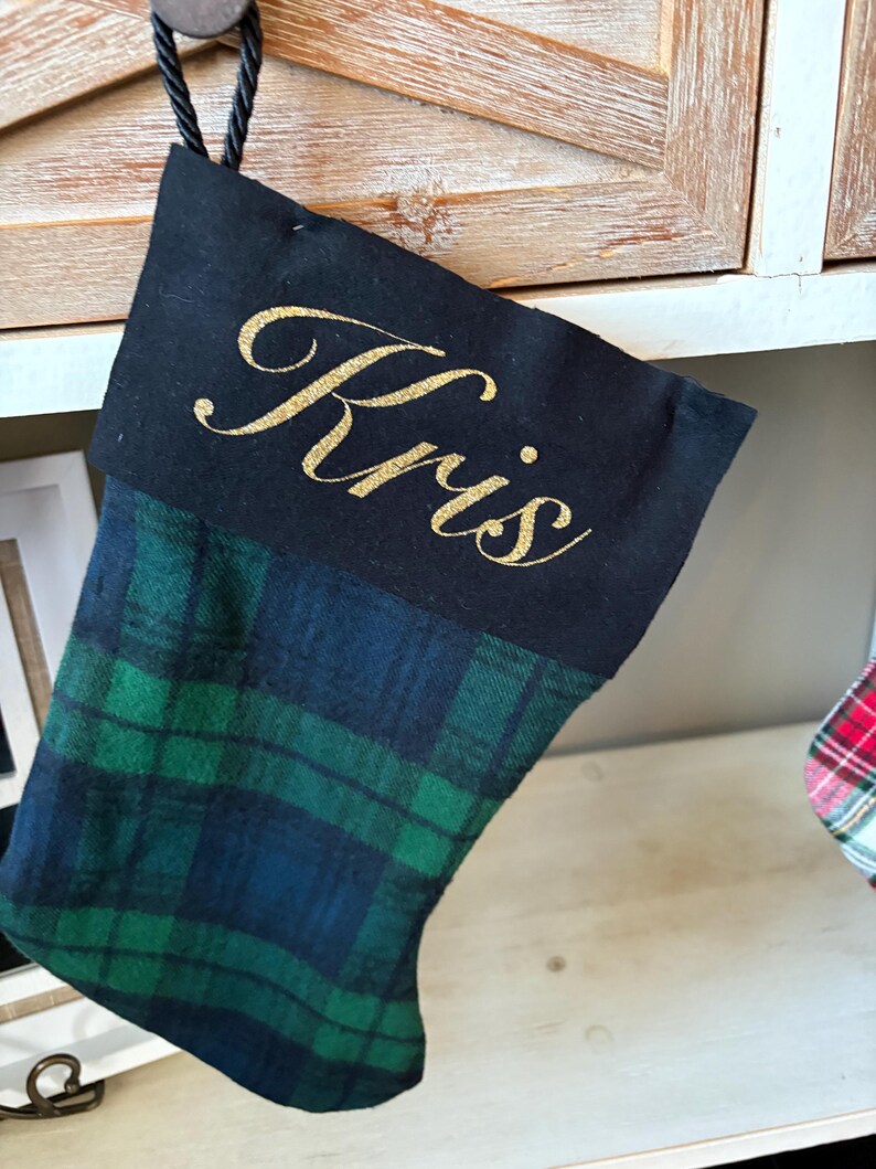 Personalized Flannel Christmas Stocking: Glitter Vinyl Name, Lined - Etsy