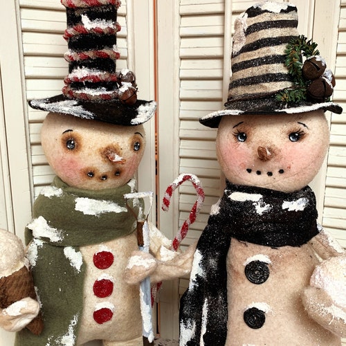 Primitive PATTERN Sweet Prim Snowmen Christmas E-pattern | Etsy