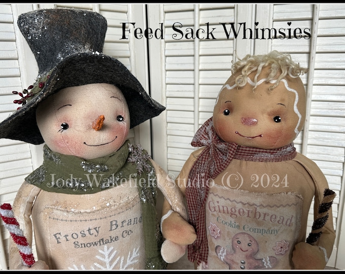 Primitive Snowman and Gingerbread Pattern Christmas Winter PDF Sewing ...