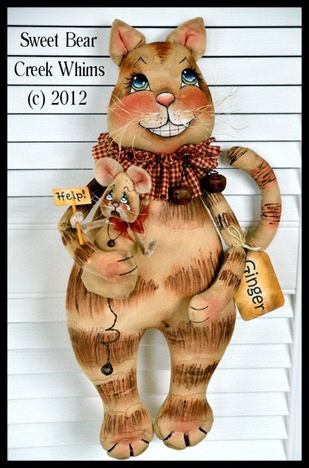 Primitive Cat and Mouse E-pattern Folk Art Wall Hanger, Cat Pattern ...