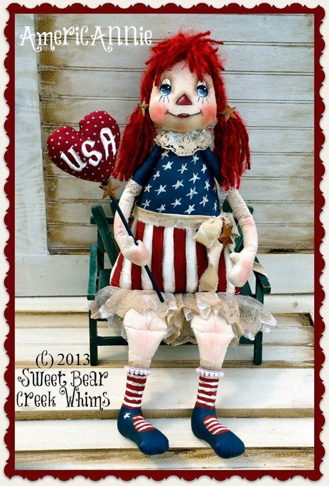Primitive Pattern, Raggedy Ann, Cloth Doll Pattern, Americana, E ...