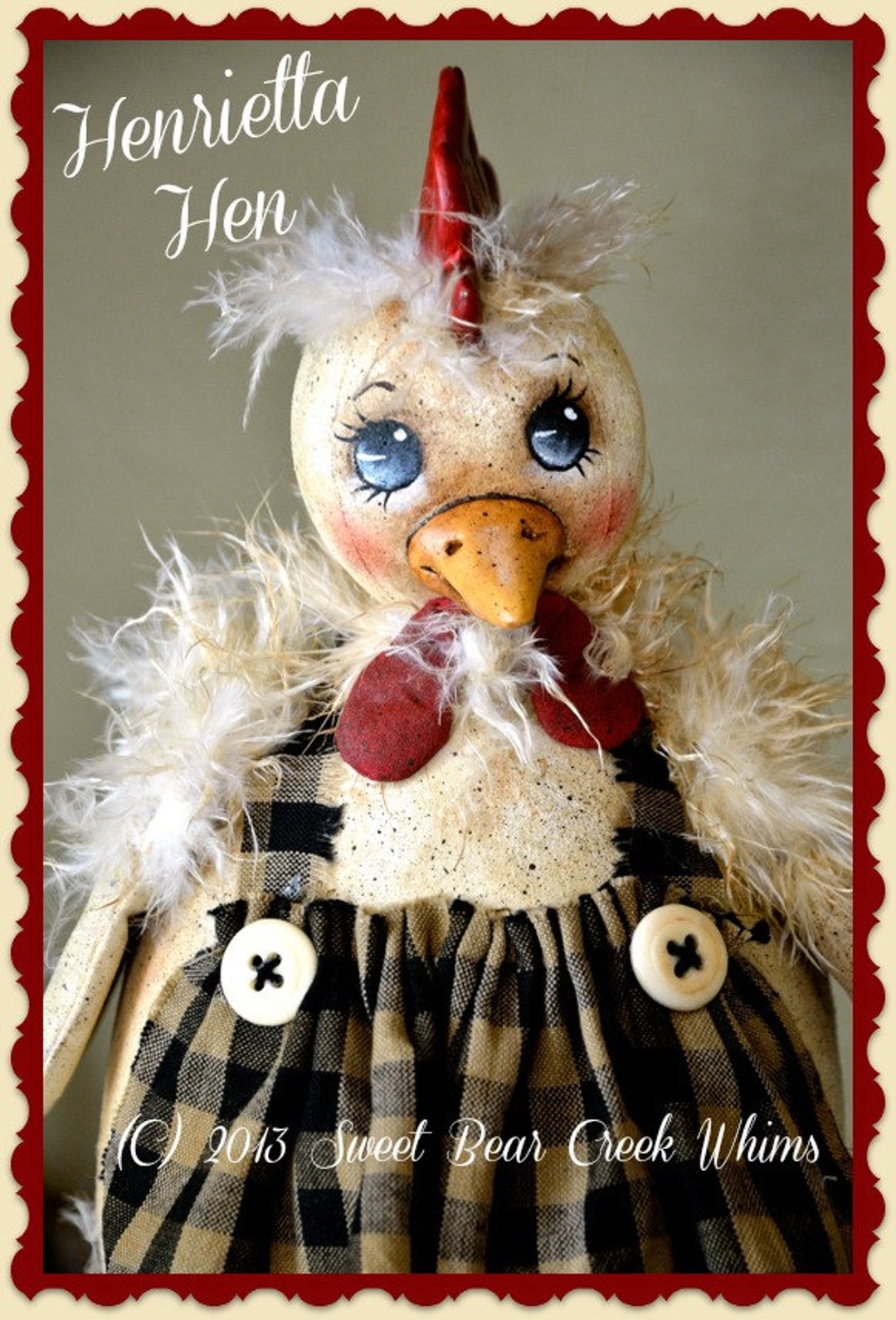 Primitive Chicken Pattern, E-pattern, PDF Instant Download Pattern, Digital Download Pattern ...