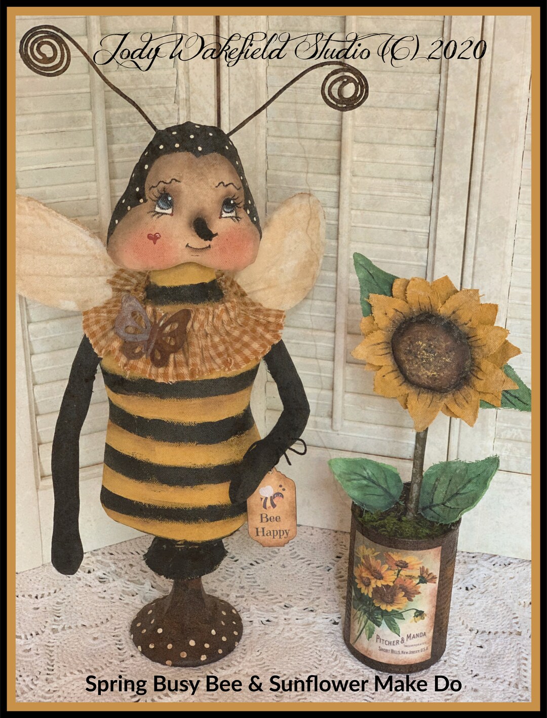 Primitive Bee and Sunflower Pattern, Make-do, E PATTERN, Spring Pattern ...