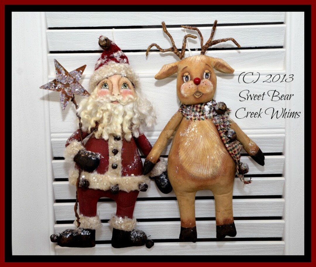 Primitive Santa Pattern, Reindeer Pattern, Christmas E-pattern ...