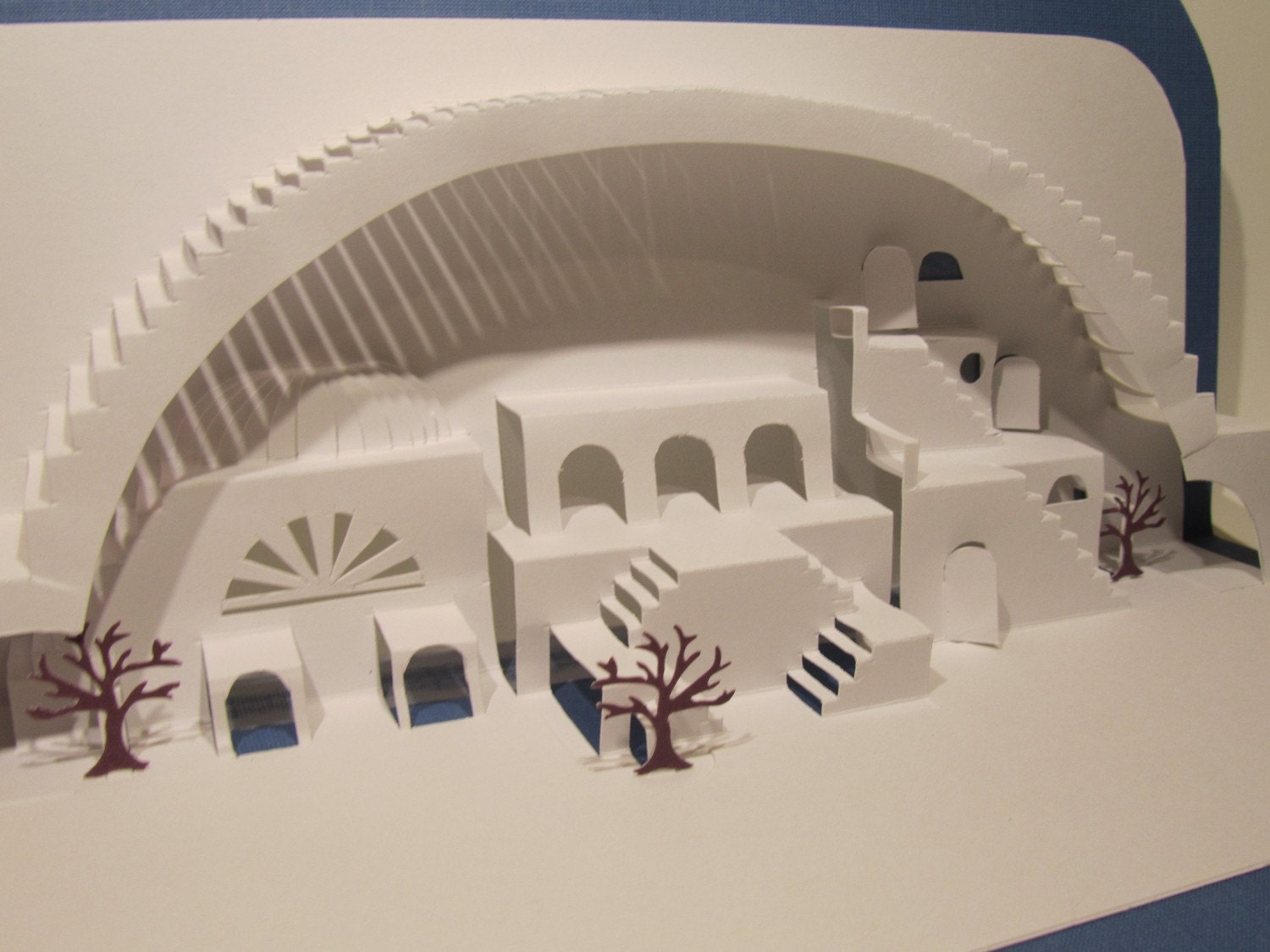 MEDITERRANEAN 3D Pop up Scenery of a Village Under a Bridge in White ...