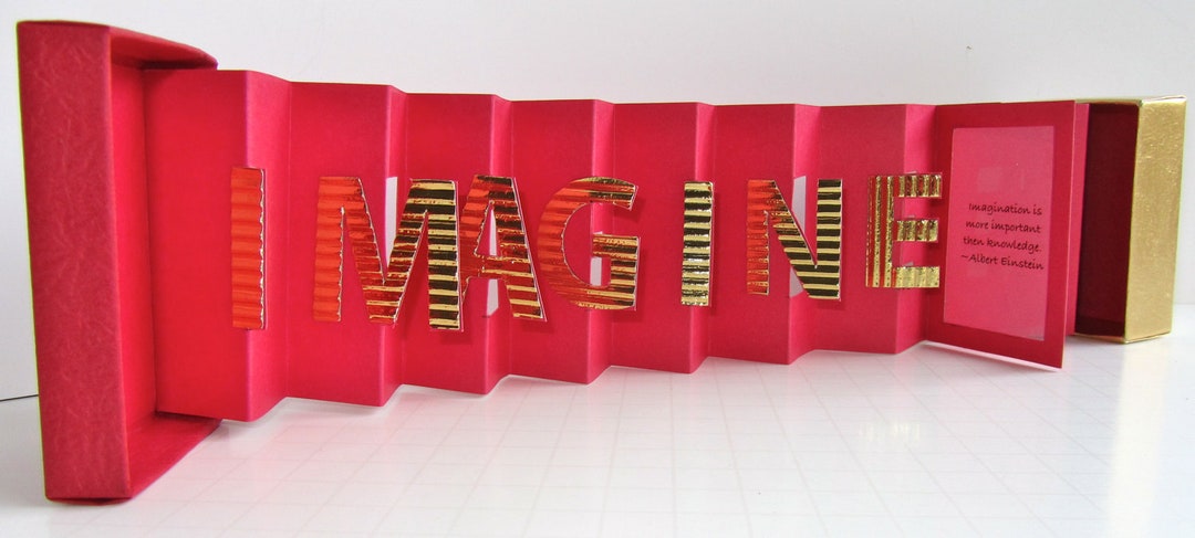 IMAGINE INSPIRATION Card in a Box With a QUOTE Original Design in Red ...