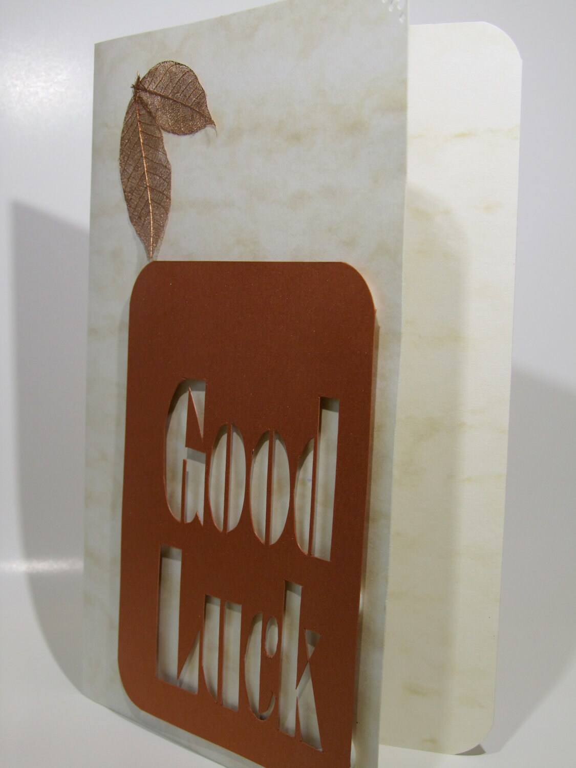 GOOD LUCK 2 Greeting Cards Original Handmade Design Silhouette Cutout ...