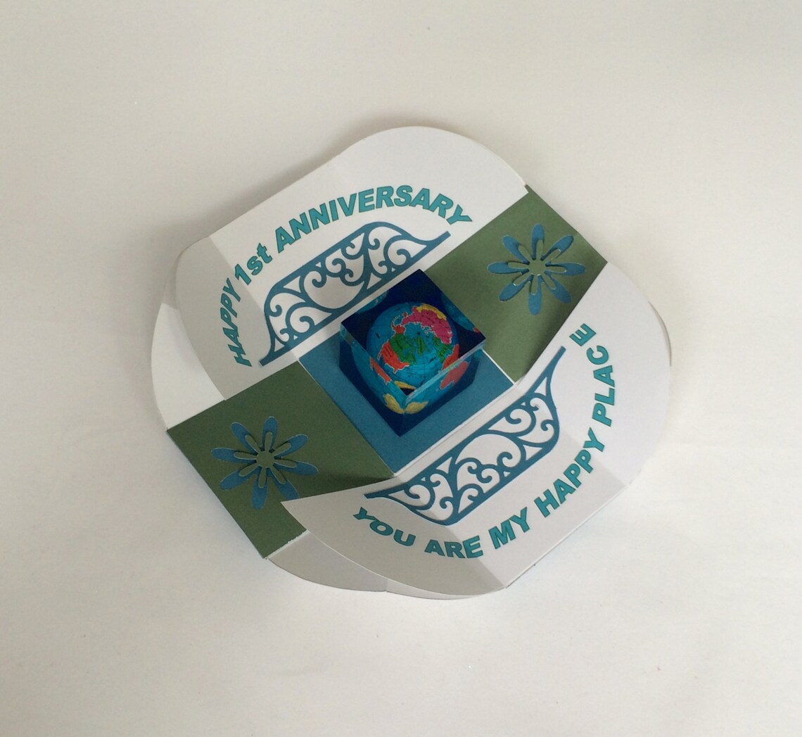 1st ANNIVERSARY Explosion Box ORIGINAL Design Gift Card W/globe in the ...