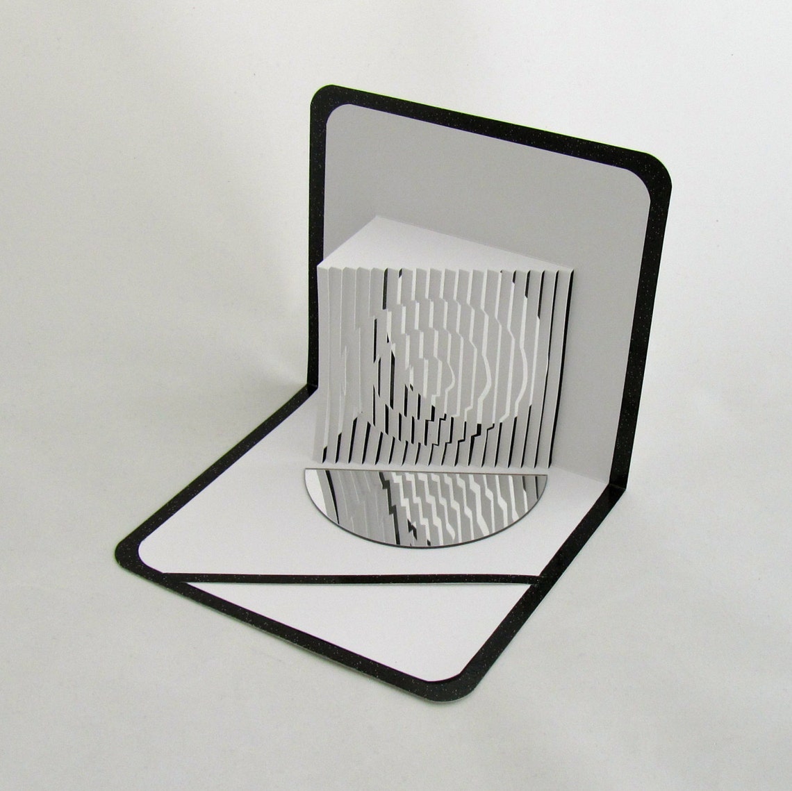 3d POP UP SCULPTURE Card of Geometric Shapes W/mirror Reflection of ...