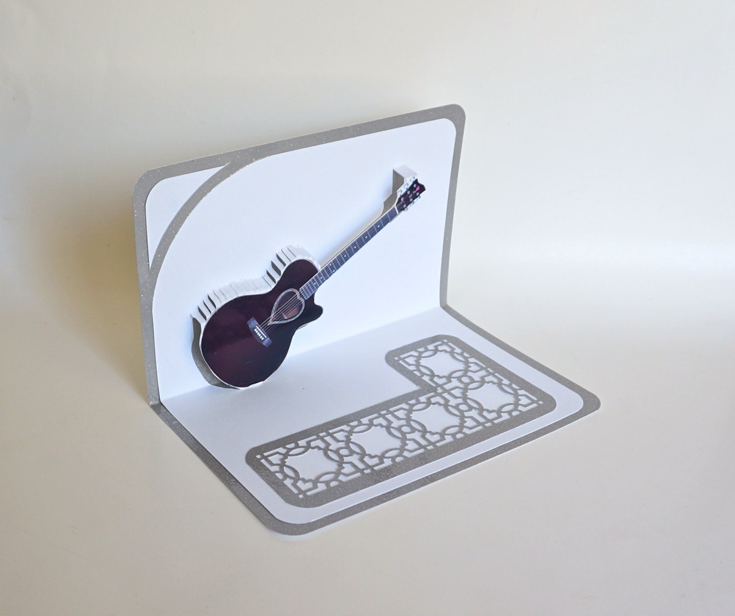 Purple ACOUSTIC GUITAR 3D Pop up Card ORIGINAL Design American Idol ...