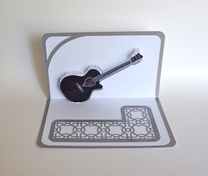 Purple ACOUSTIC GUITAR 3D Pop up Card ORIGINAL Design American Idol ...