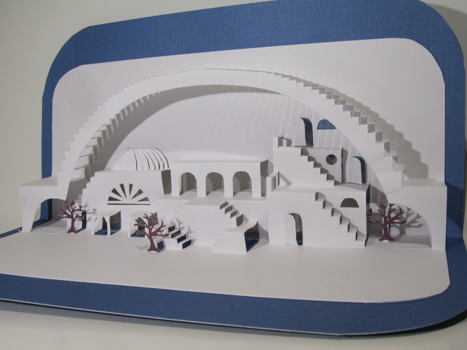 MEDITERRANEAN 3D Pop up Scenery of a Village Under a Bridge in White ...
