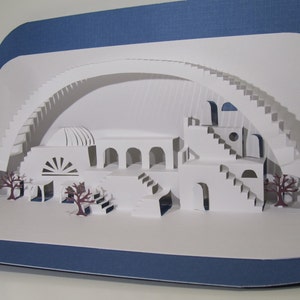 MEDITERRANEAN 3D Pop up Scenery of a Village Under a Bridge in White ...