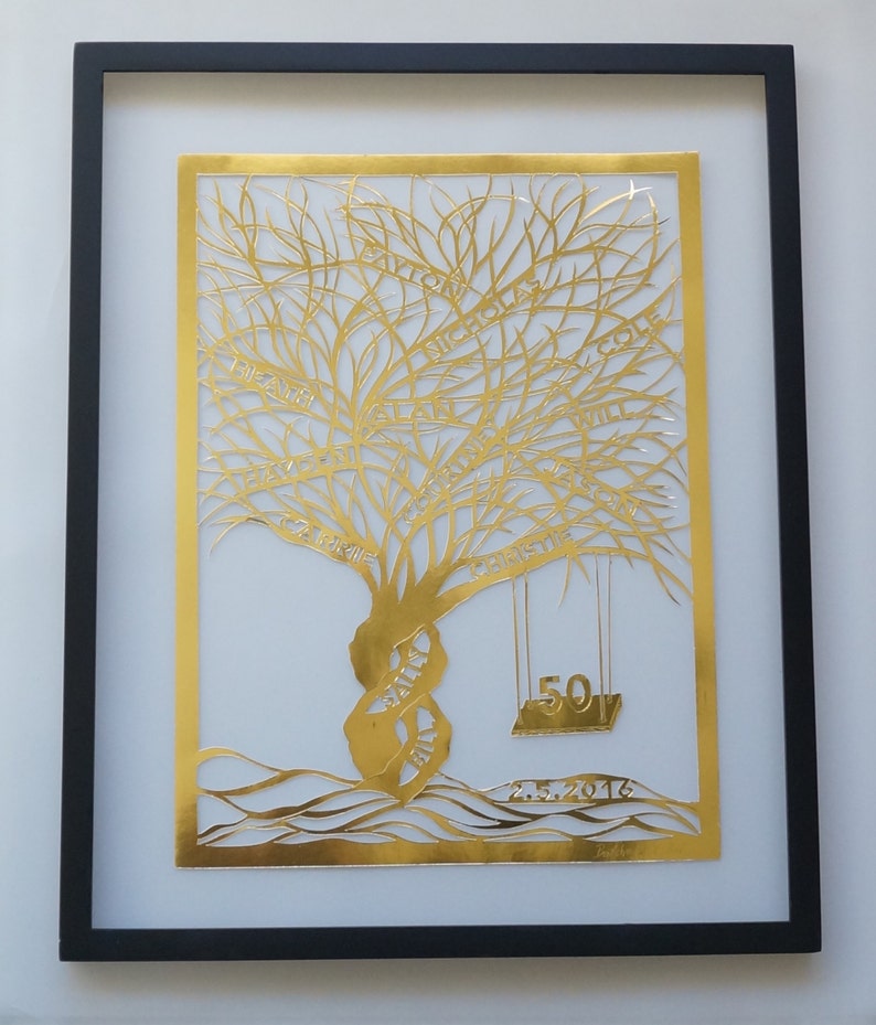 50th Anniversary Gift FAMILY TREE ORIGINAL Handmade Design Custom Order ...