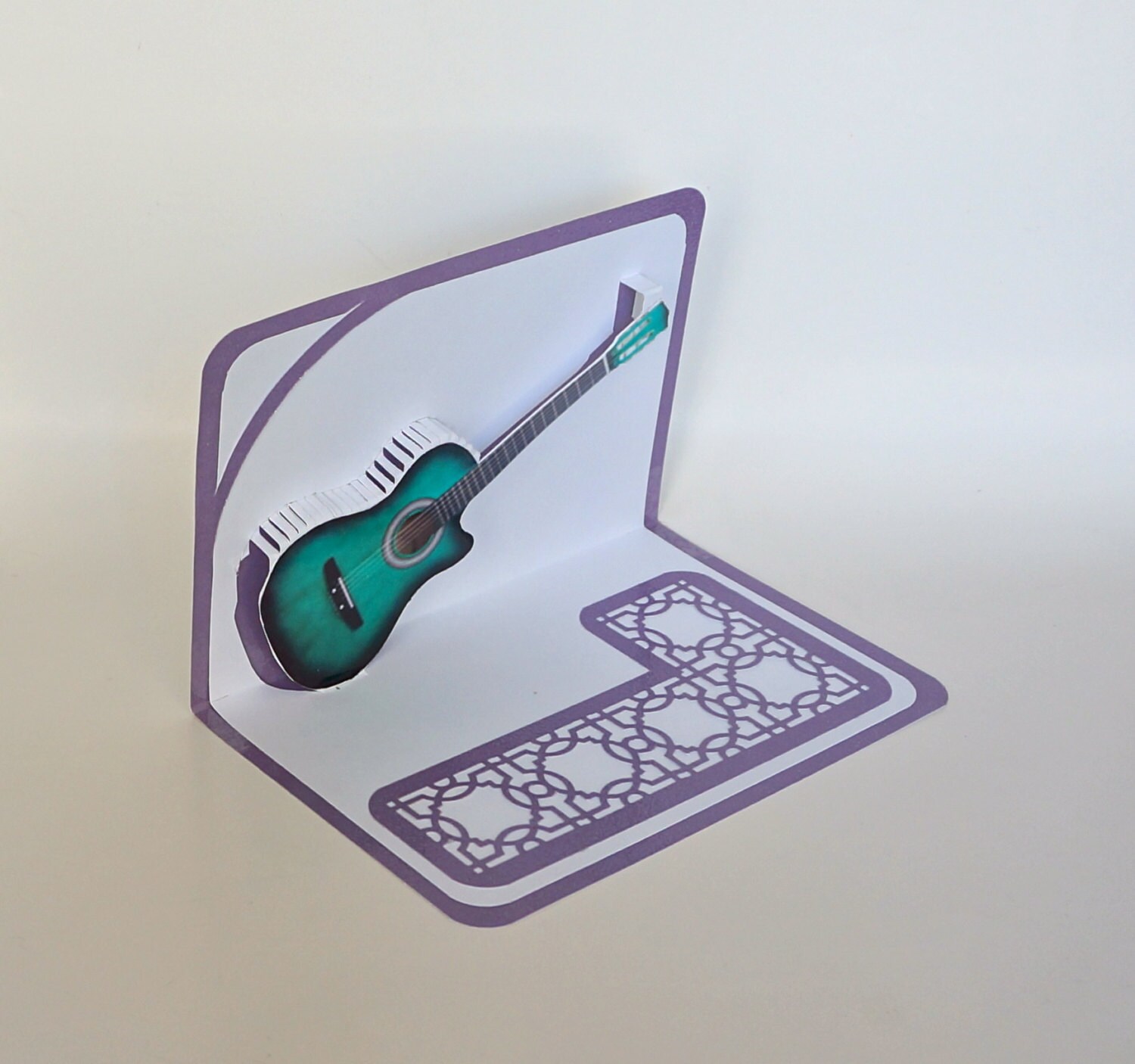 Green ACOUSTIC GUITAR 3D Pop up Card ORIGINAL Design American Idol ...
