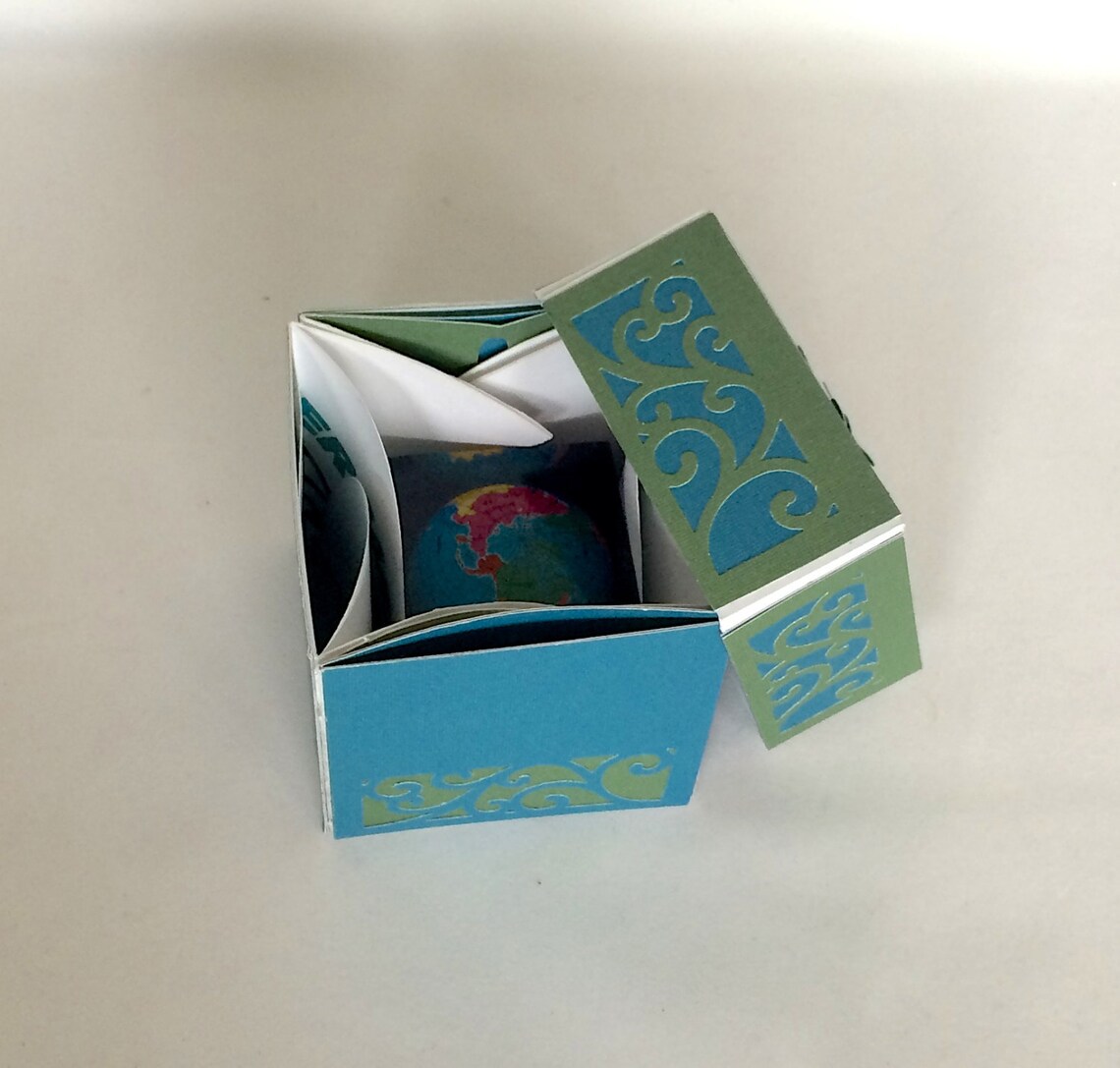 1st ANNIVERSARY Explosion Box ORIGINAL Design Gift Card W/globe in the ...