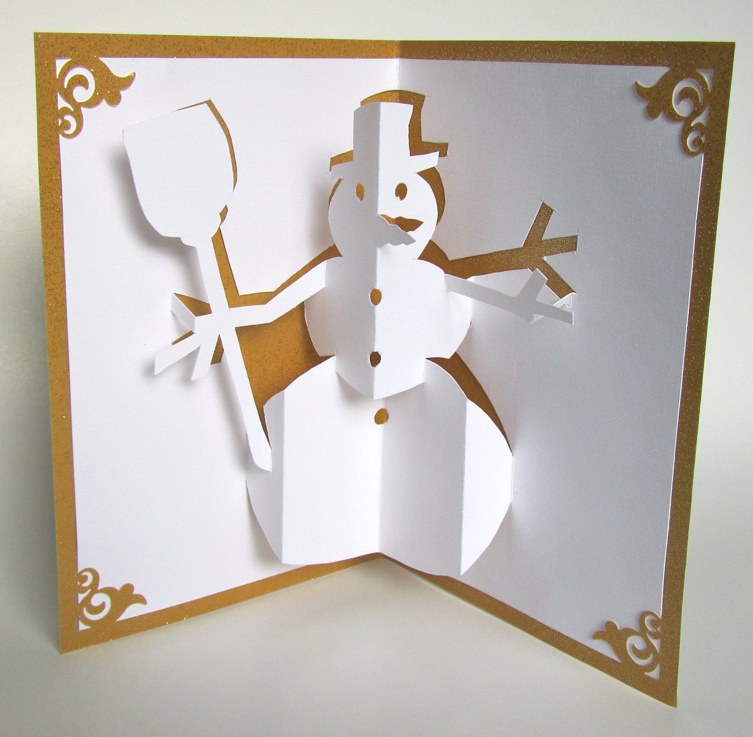 SNOWMAN 3D Pop up Greeting Card Home Décor Handmade Cut by Hand ...