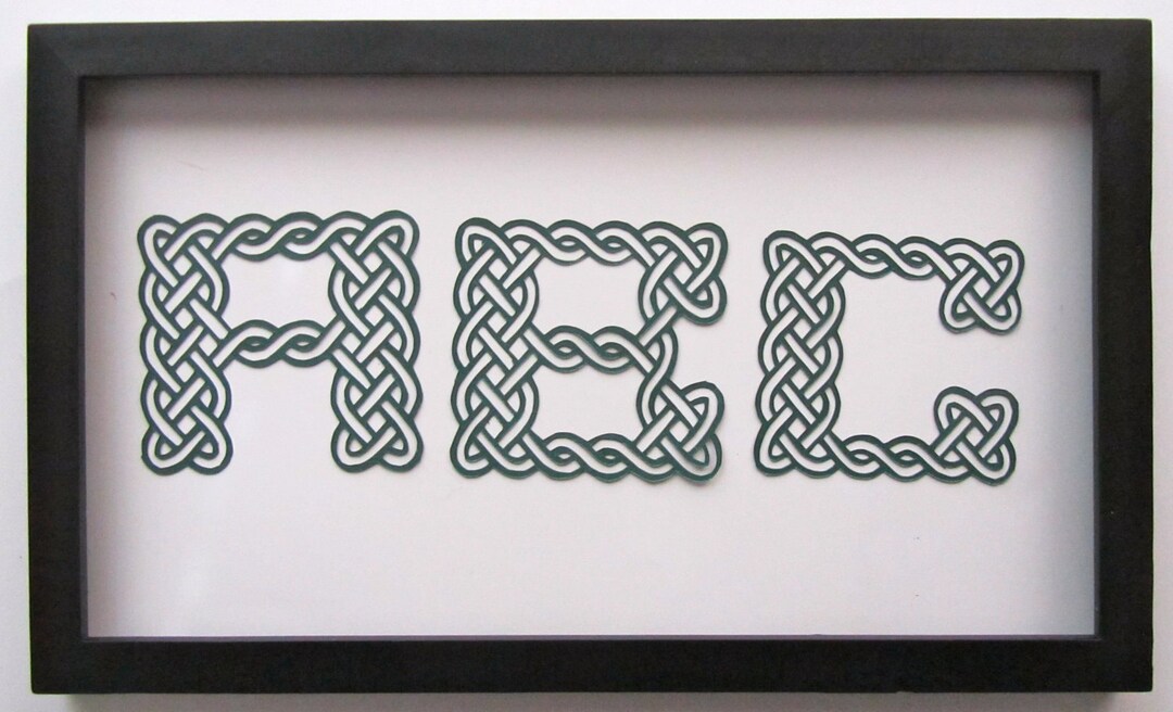 MONOGRAM of Eternity Celtic Knots Handmade Papercut Letters. St Patrick ...