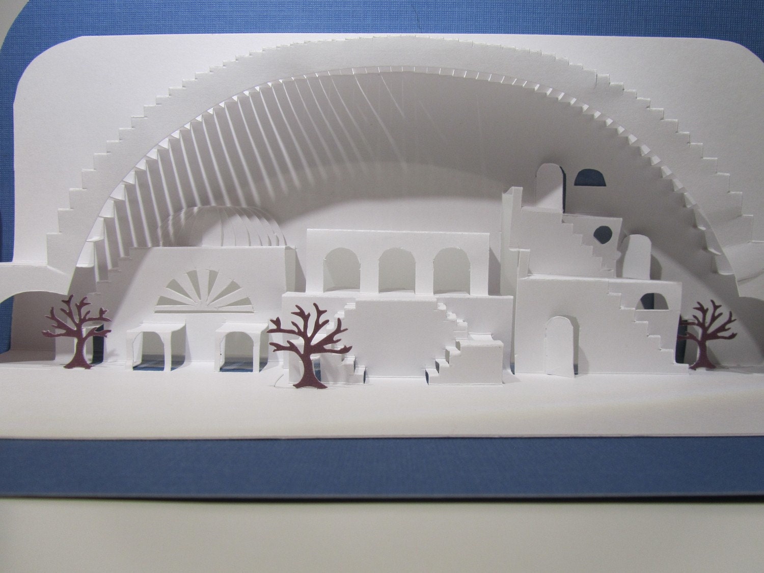 MEDITERRANEAN 3D Pop up Scenery of a Village Under a Bridge in White ...