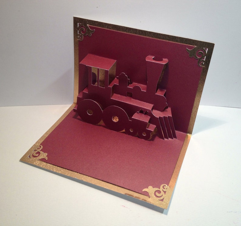 Pop up 3D TRAIN LOCOMOTIVE Greeting CARD Home Décor Handmade - Etsy