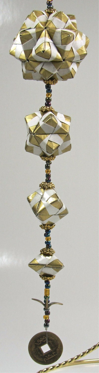 ORNAMENT CHRISTMAS GIFT 3d Modular Origami Handmade W/geometric Modules ...