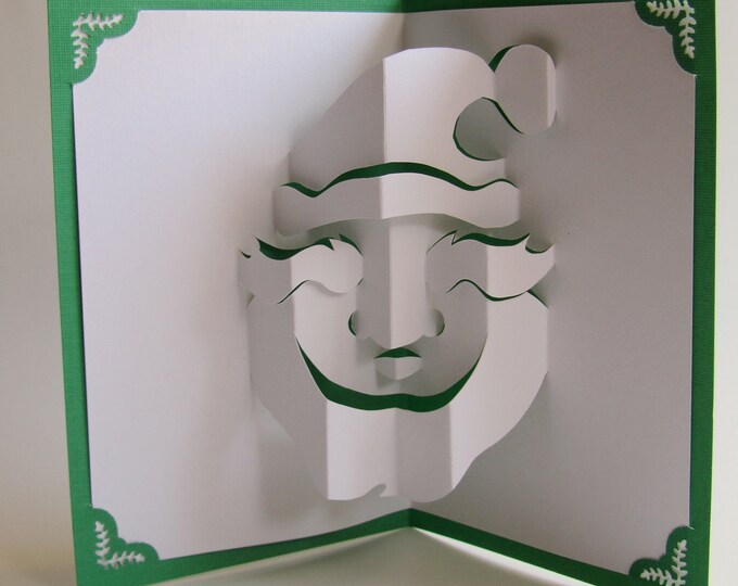 Santa Claus Christmas Pop up Card Home Décor 3D Handmade Cut by Hand ...