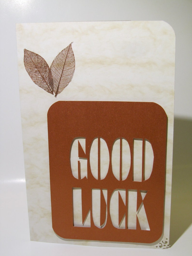 GOOD LUCK 2 Greeting Cards Original Handmade Design Silhouette Cutout ...