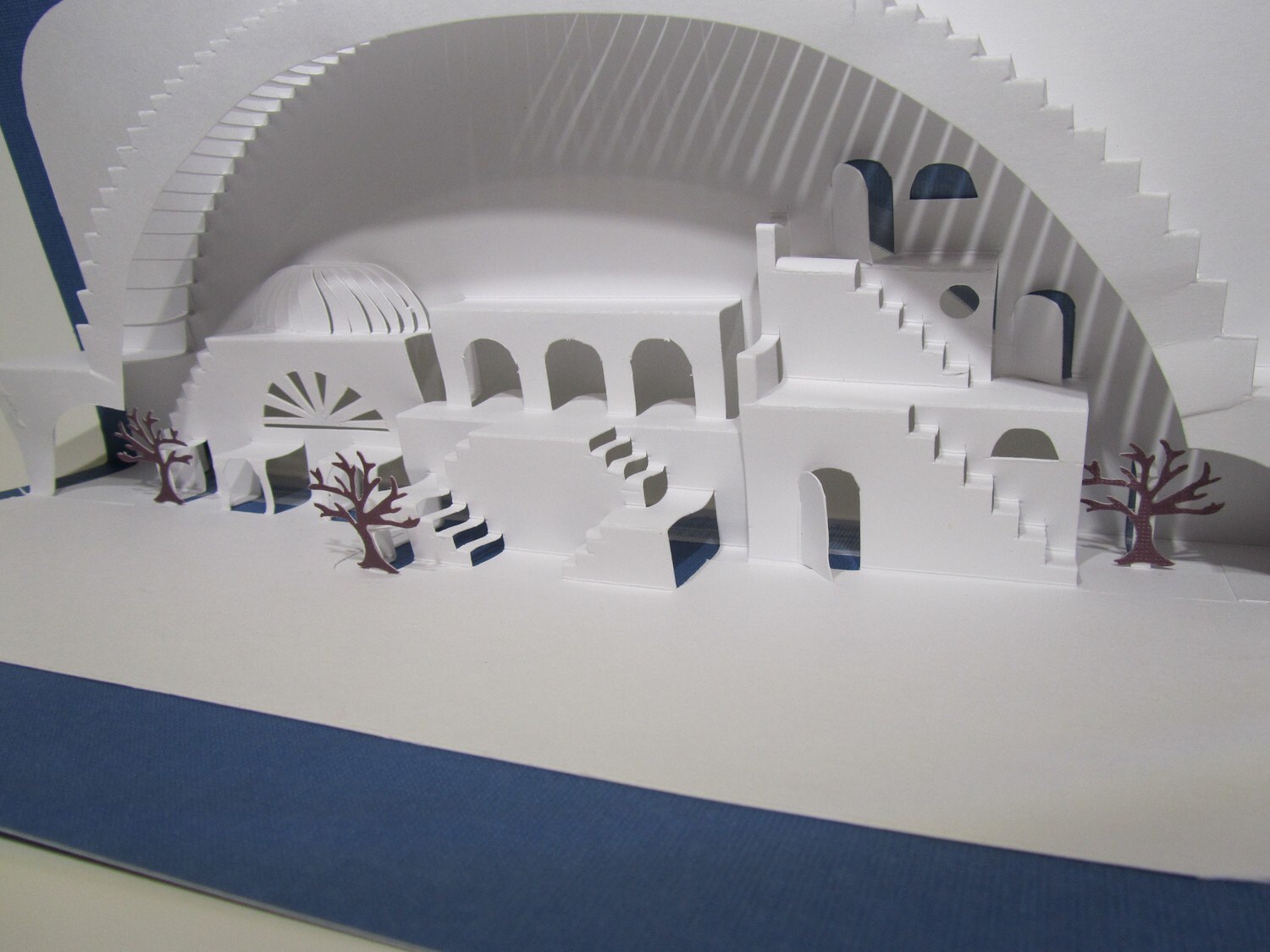 MEDITERRANEAN 3D Pop up Scenery of a Village Under a Bridge in White ...