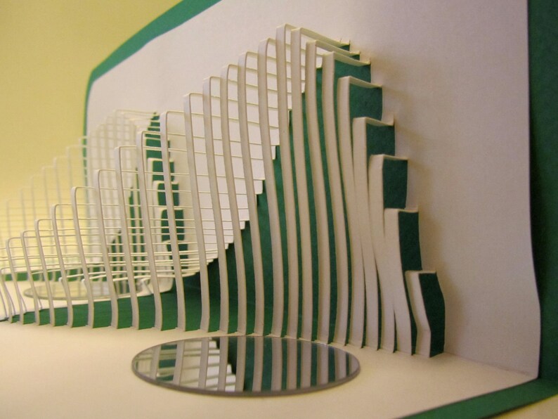 WAVES of SUCCESS 3D Pop up Card W/mirror Reflections Intricate Cuts in ...