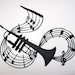 TRUMPET and Music NOTES GRADUATION Gift Black Silhouette Paper Cut for ...