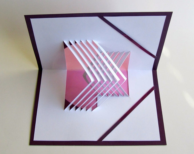 3D POP UP CARD of Geometric Lines in Opposite Directions With - Etsy