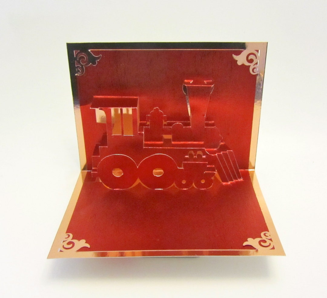 Pop up TRAIN LOCOMOTIVE Handmade Birthday INVITATION Cut by Hand ...