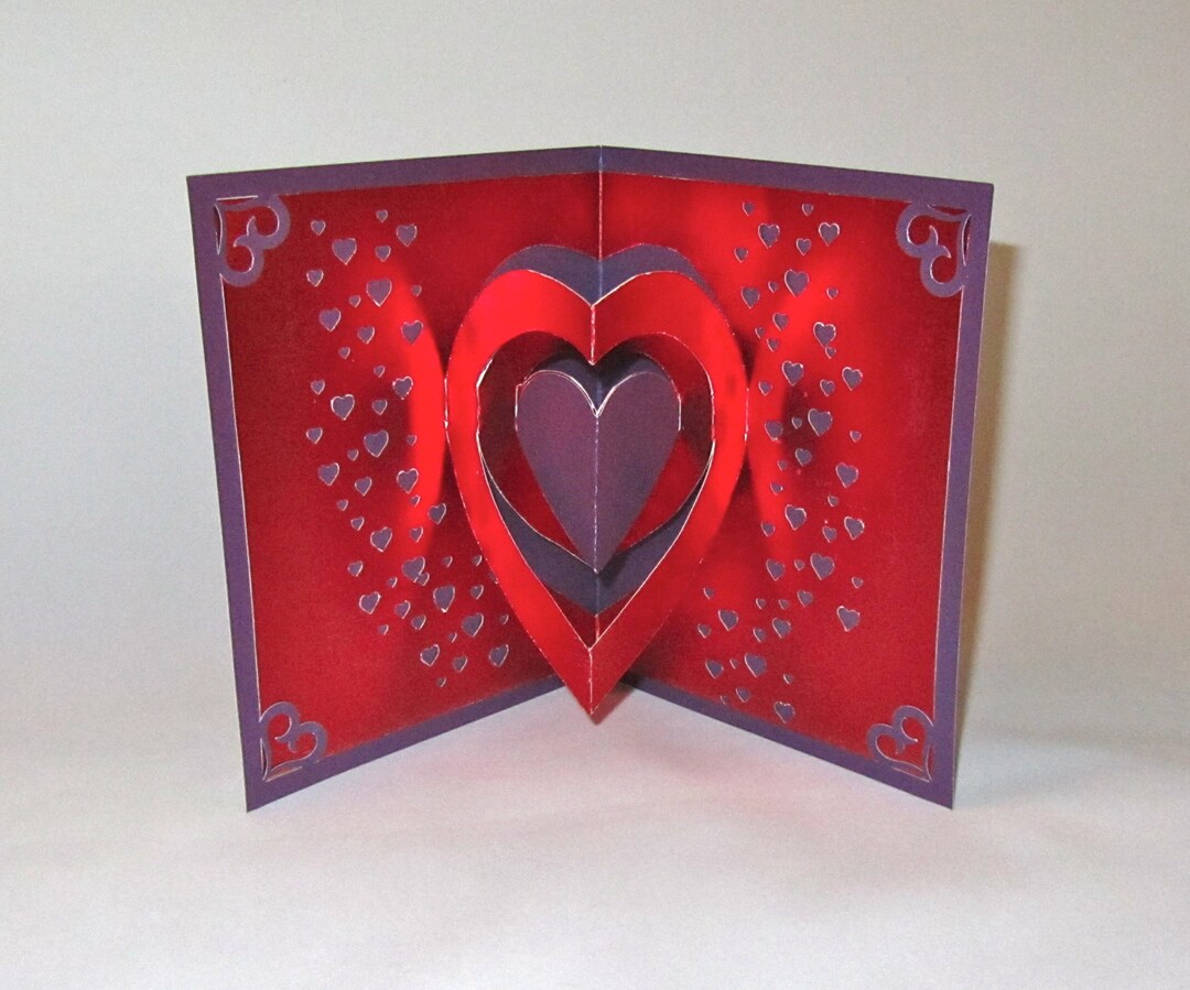 VALENTINE’S Day 3D Pop up Card Original Design Handmade Handcut in ...
