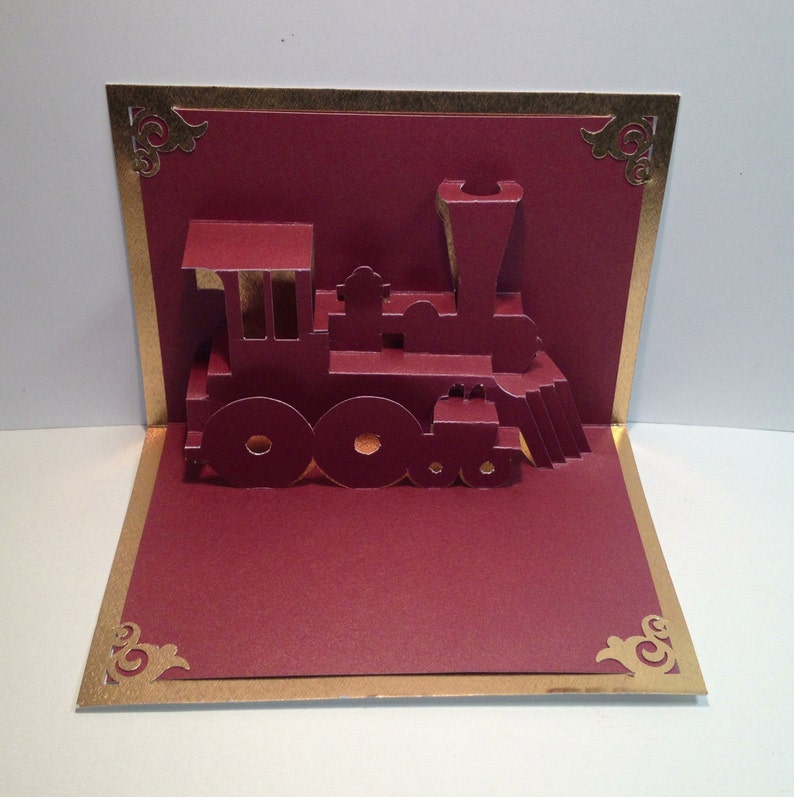 Pop up 3D TRAIN LOCOMOTIVE Greeting CARD Home Décor Handmade - Etsy