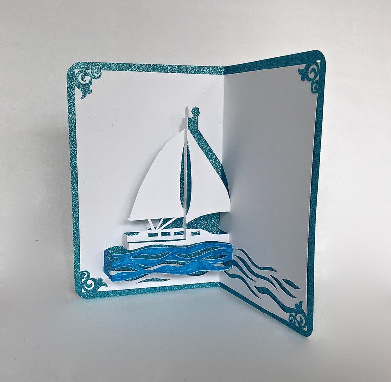 Pop-up Card SAILBOAT Nautical Home Décor Origamic Architecture Handmade ...