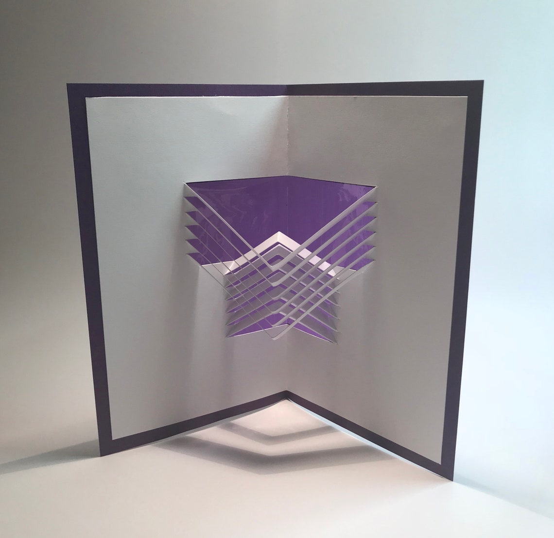 3D POP UP CARD of Geometric Lines in Opposite Directions With Intricate ...