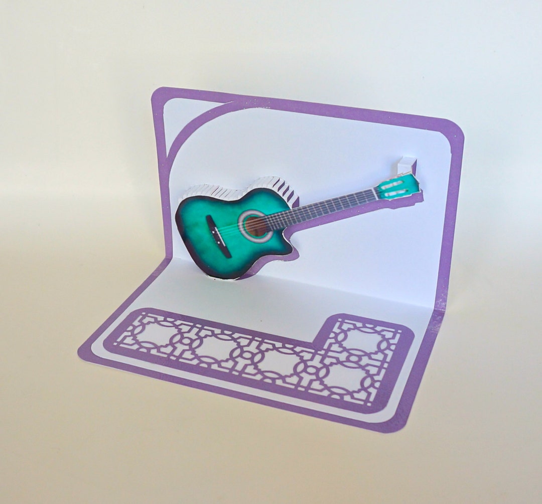Green ACOUSTIC GUITAR 3D Pop up Card ORIGINAL Design American Idol ...