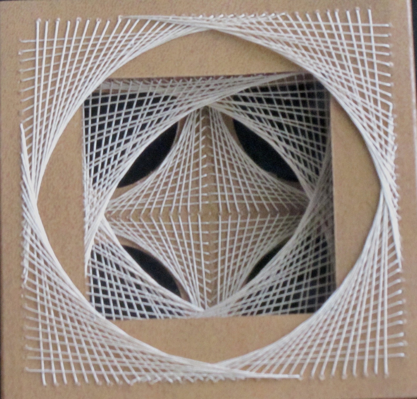 STRING ART ORIGINAL Geometric Design, 3 Layers Stitched on Cardstock W ...