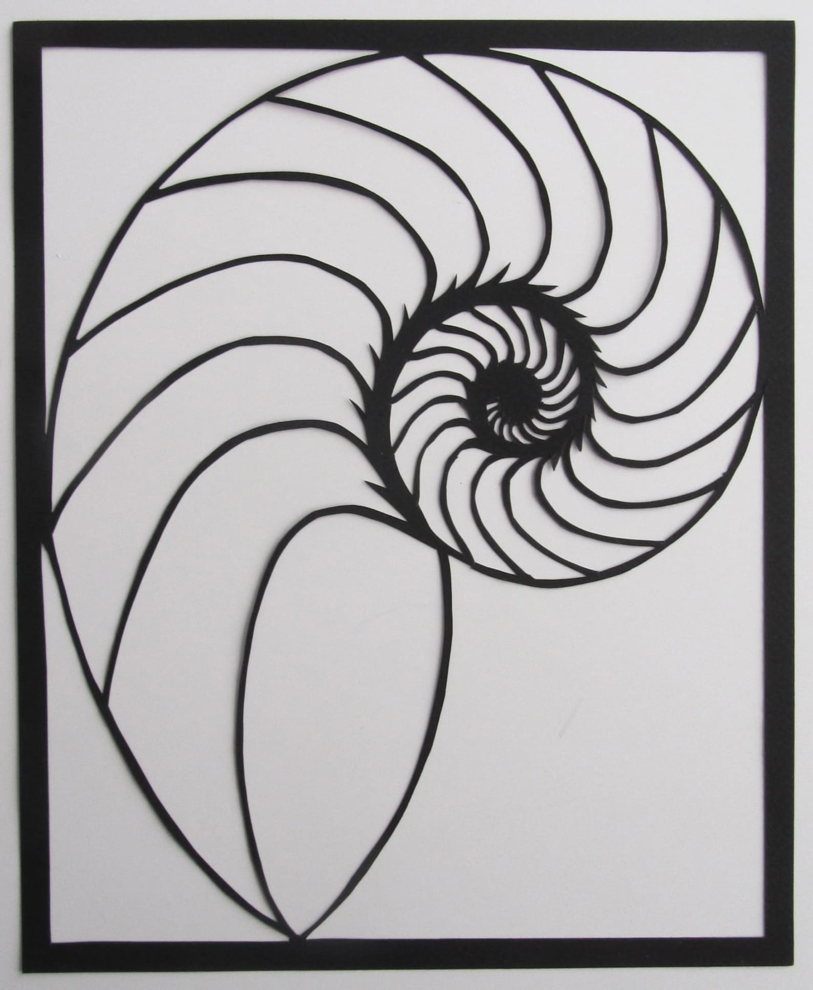 NAUTILUS Shell Silhouette Paper Cutout Handcut in Black Symbolic Wall ...