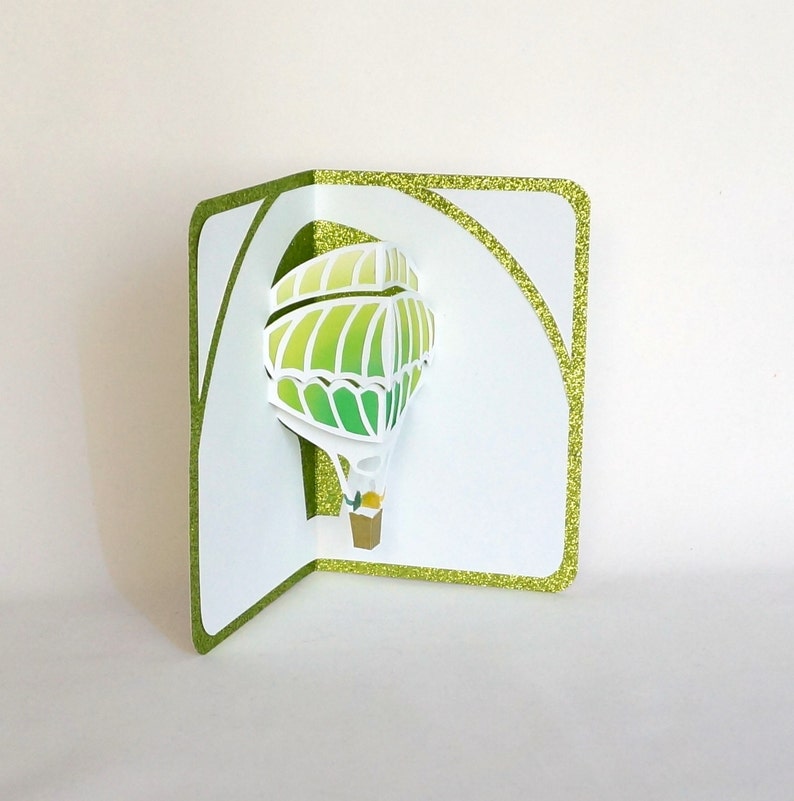 HOT AIR BALLOON 3D Pop up Greeting Card Home Décor Cut by Hand in White ...