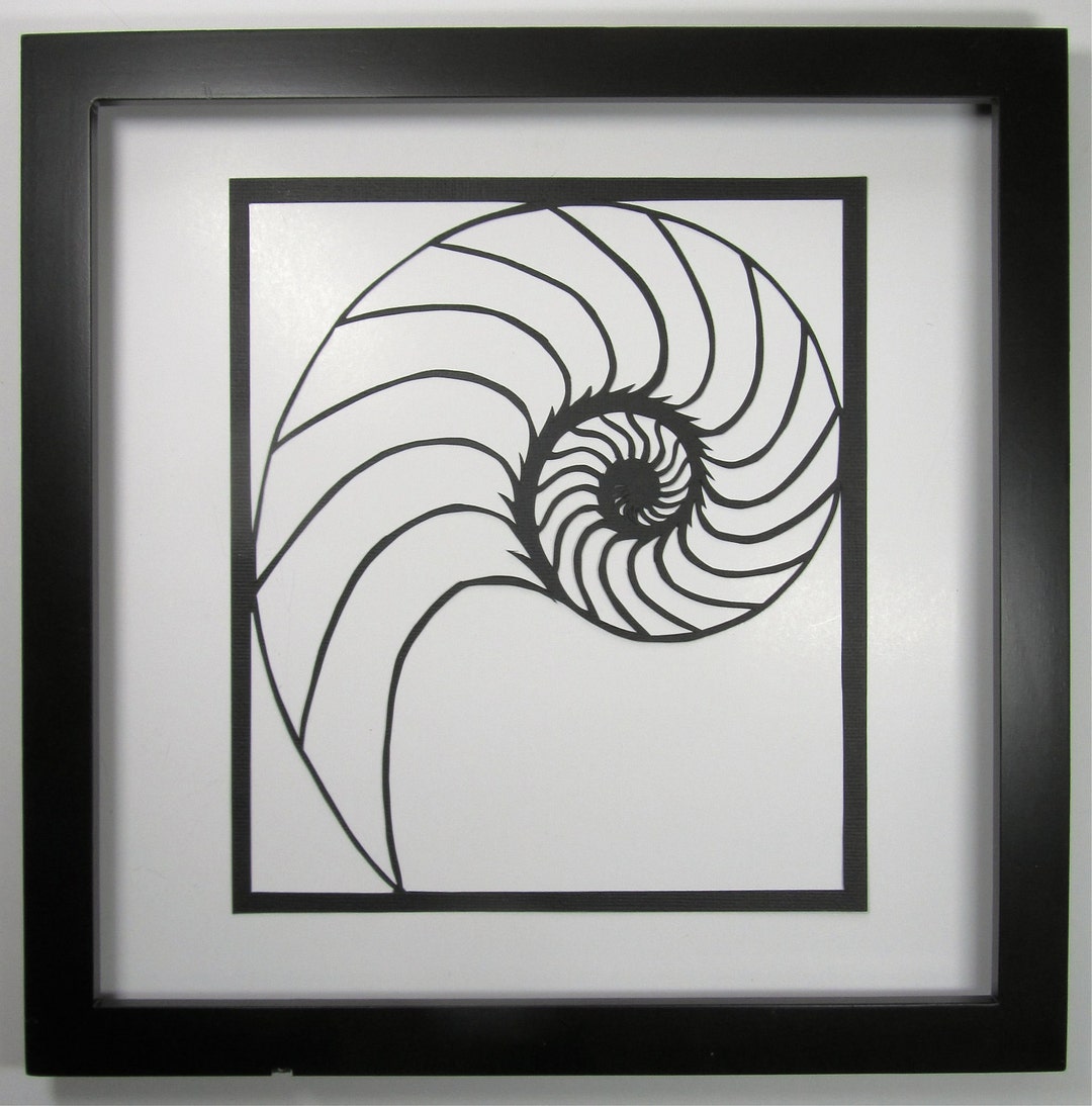 NAUTILUS Shell Silhouette Paper Cutout Handcut in Black Symbolic Wall ...