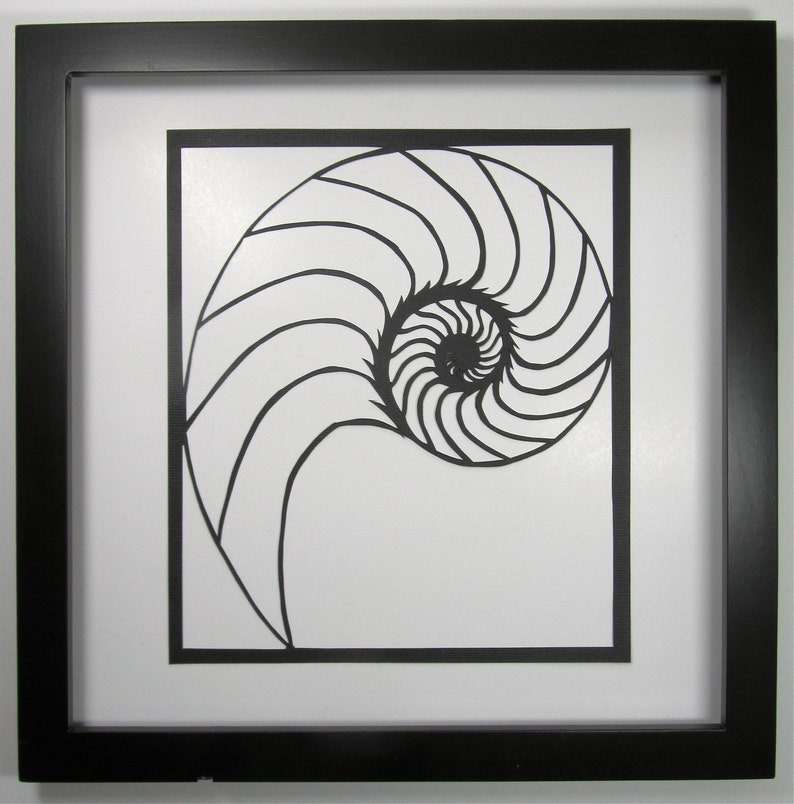 NAUTILUS Shell Silhouette Paper Cutout Handcut in Black Symbolic Wall ...