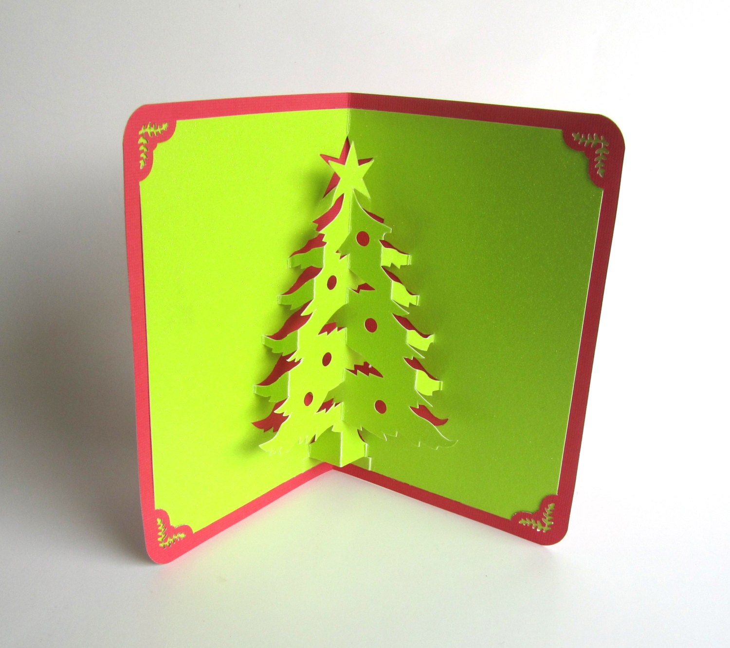 CHRISTMAS TREE 3D Pop up Greeting Card Home Décor Handmade Origamic ...