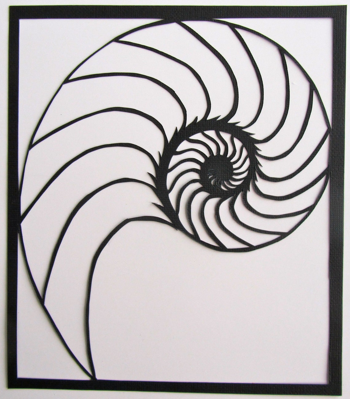 NAUTILUS Shell Silhouette Paper Cutout Handcut in Black Symbolic Wall ...