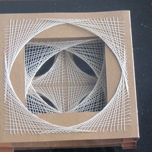 STRING ART ORIGINAL Geometric Design, 3 Layers Stitched on Cardstock W ...